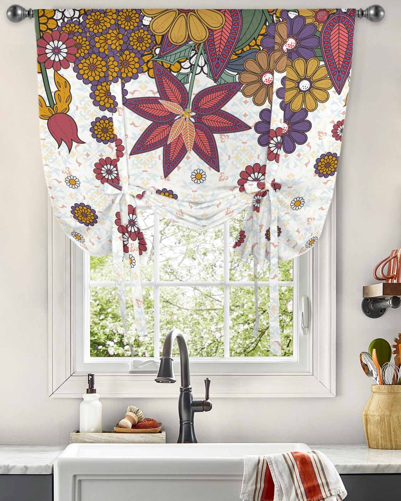 Boho Retro Floral Window Curtain for Living Room Home r Blinds Drapes ...