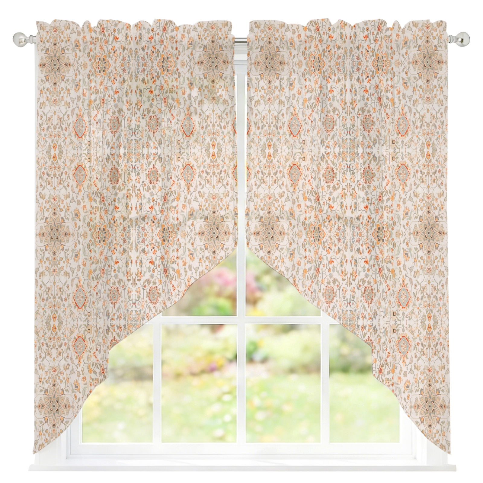Boho Retro Sheer Curtains Swag Valances for Windows Tribal Style ...