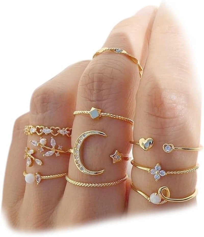 Boho Retro Stackable Rings Sets for Women Knuckle Joint Finger Knuckle ...
