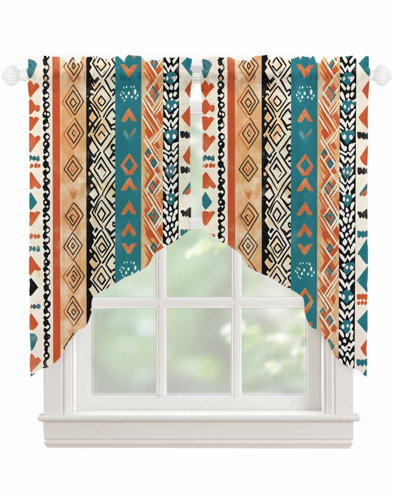 Boho Retro Swag Valances for Windows, Bohemian Ethnic Patterns ...