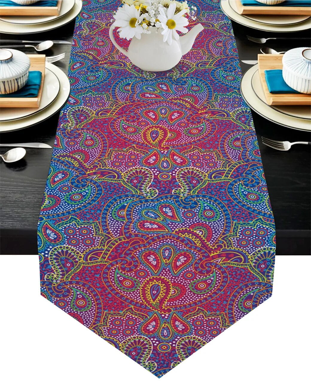 Boho Retro Table Runner for Hotel Wedding Party Cake Floral Tablecloth ...