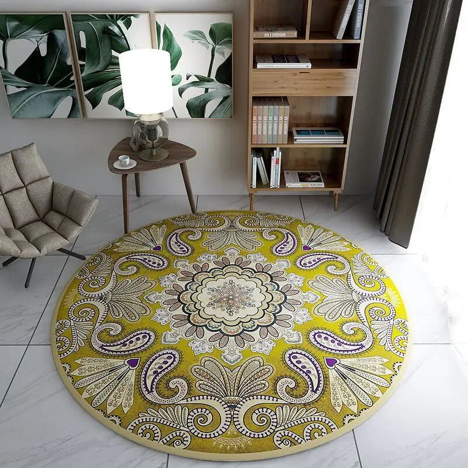 Boho Round Carpet Luxury Retro Computer Chair Floor Mats Persian ...