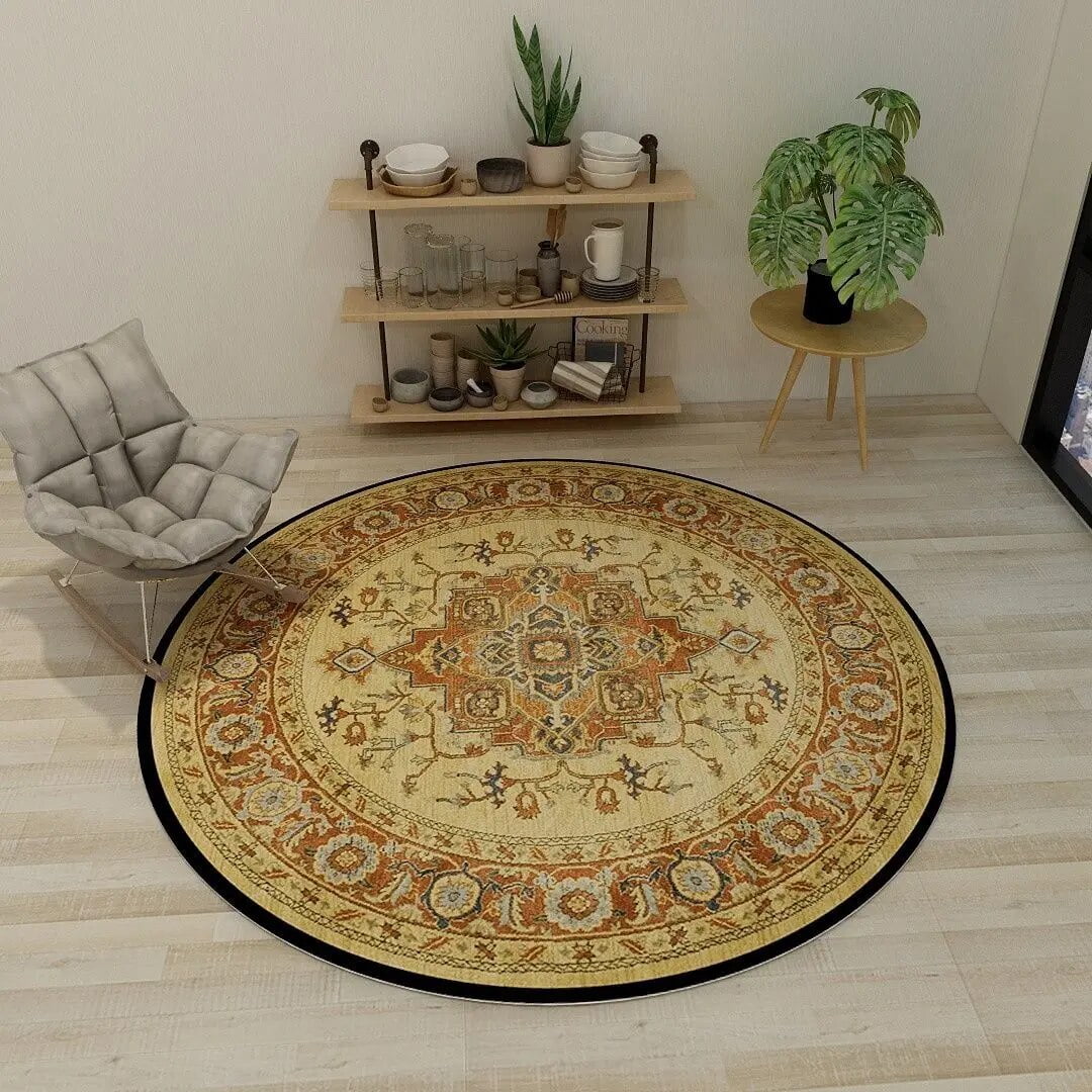 Boho Round Carpet Luxury Retro Computer Chair Floor Mats Persian ...