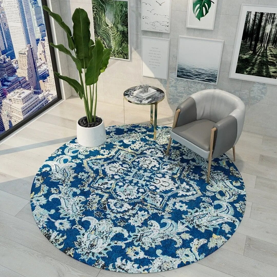 Boho Round Carpet Luxury Retro Computer Chair Floor Mats Persian ...
