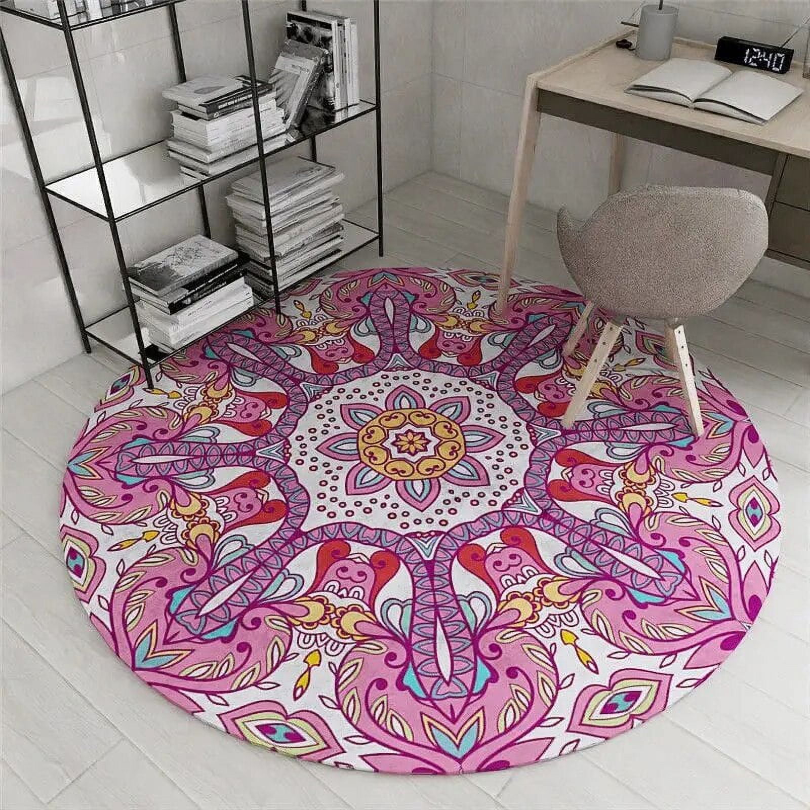 Boho Round Carpet Luxury Retro Computer Chair Floor Mats Persian ...