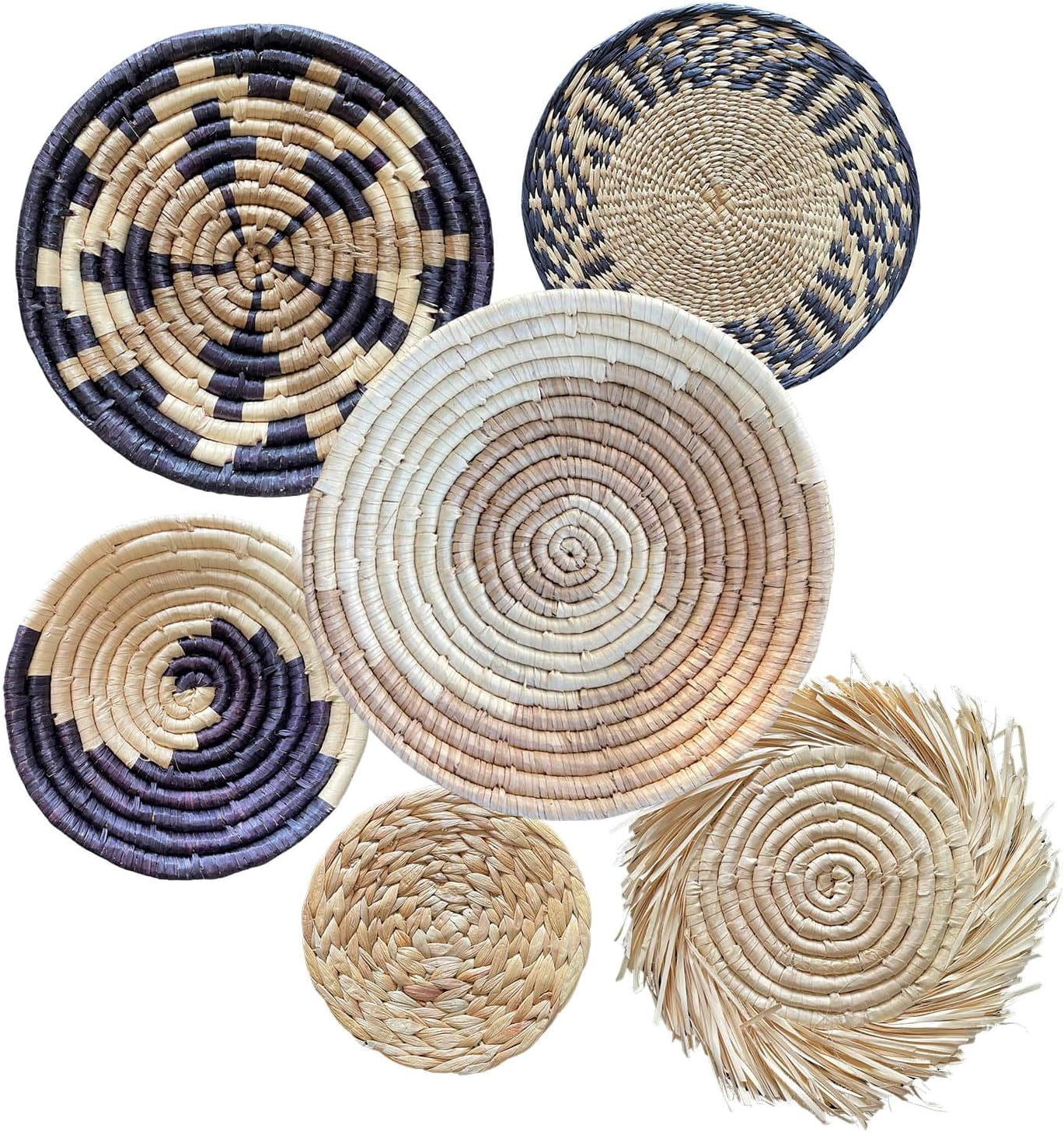 Boho Round Handmade Wall Basket Decor | Woven Seagrass Rattan Wicker ...