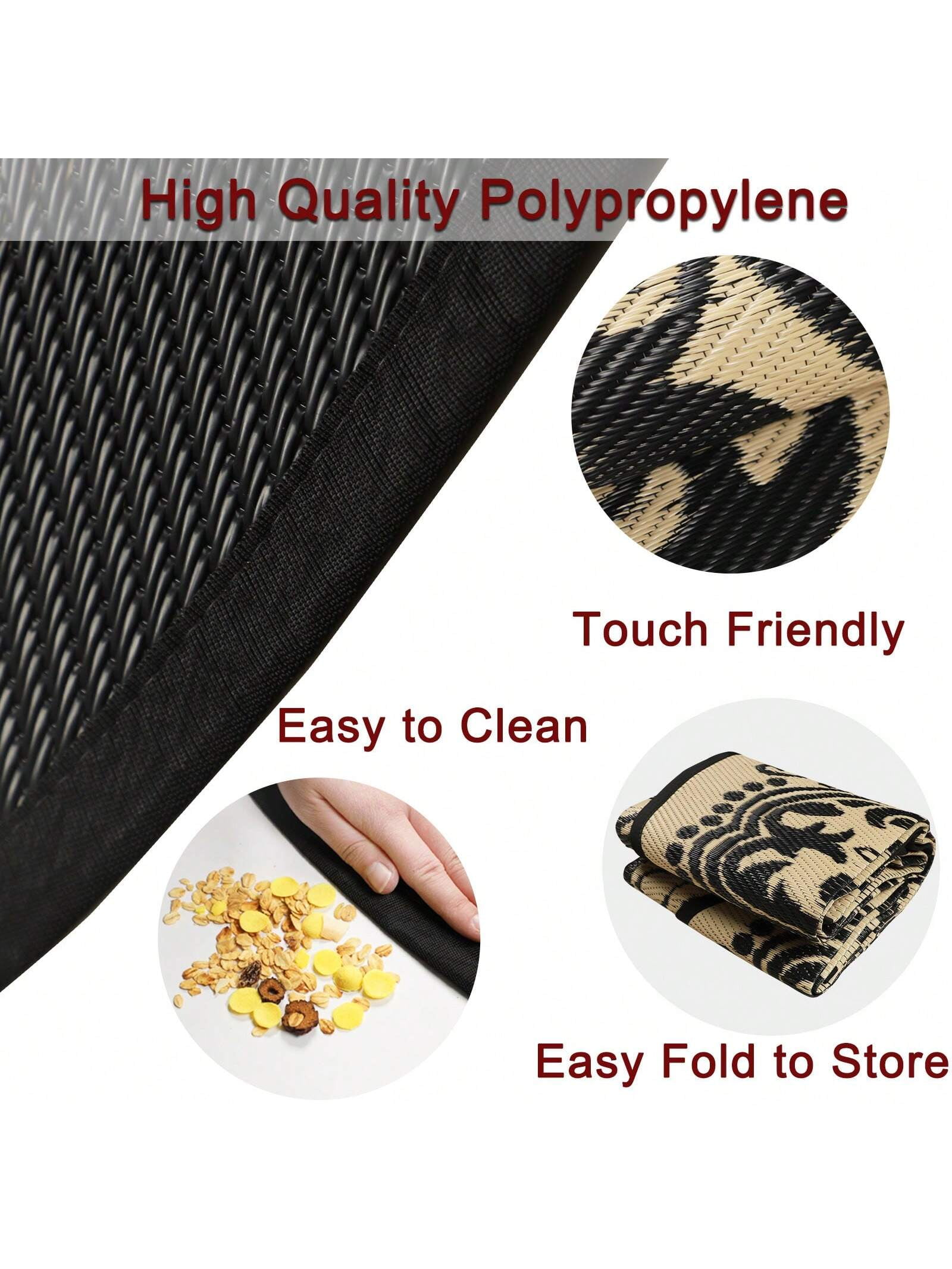 Boho Round Outdoor Rug For Patios,Lightweight Waterproof Reversible ...