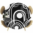 Boho Round Tablecloth 36-44 Inch Round Fitted Table Cloth with Elastic ...
