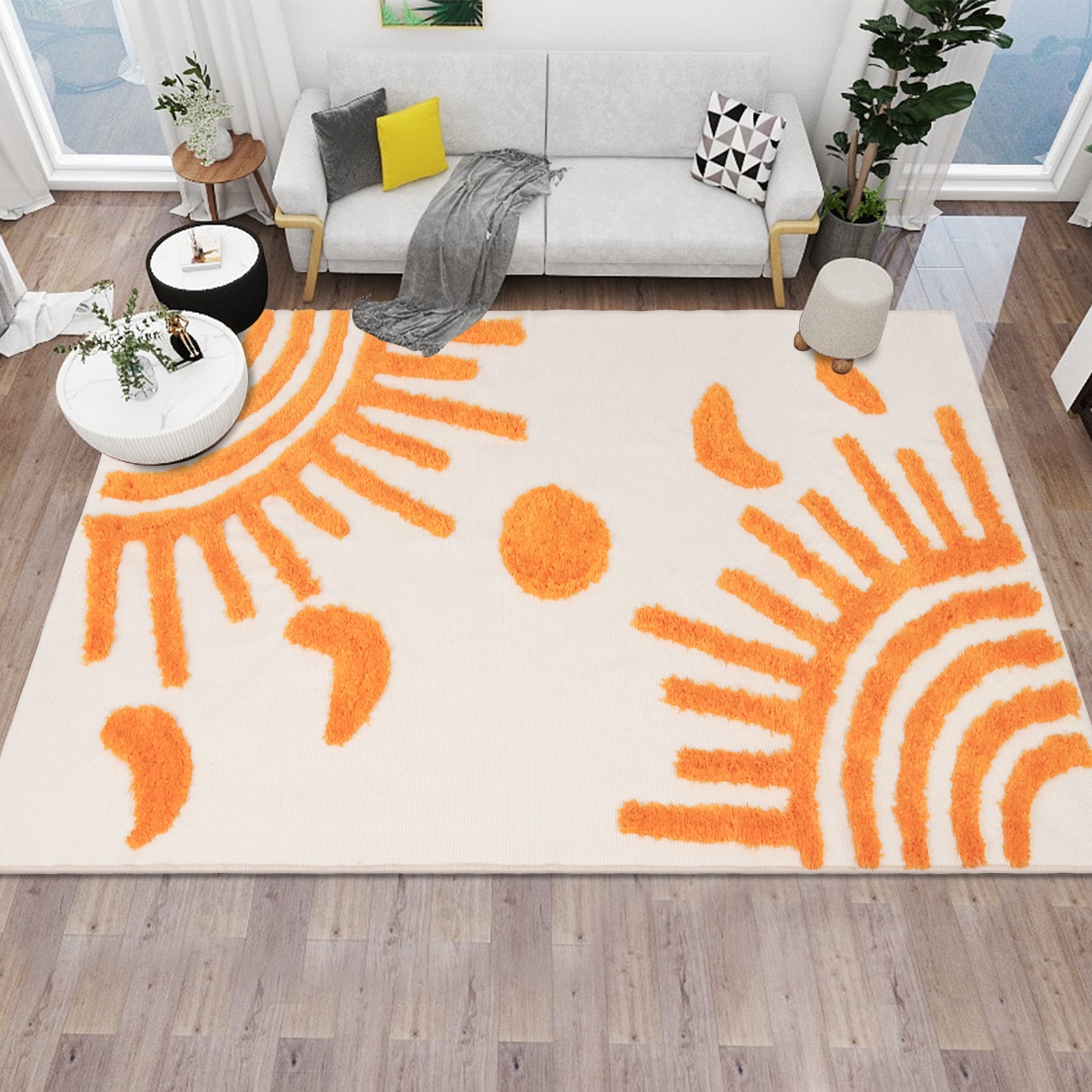 Boho Rug 5'x8' Sun and Moon Tufted Kids Area Rug, Large Washable Rugs ...