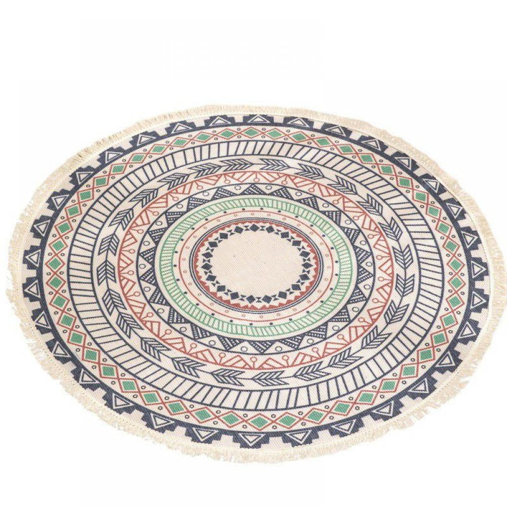 Boho Rug Round Bohemian Area Rugs Weave Tassels Floor Mat for Home ...