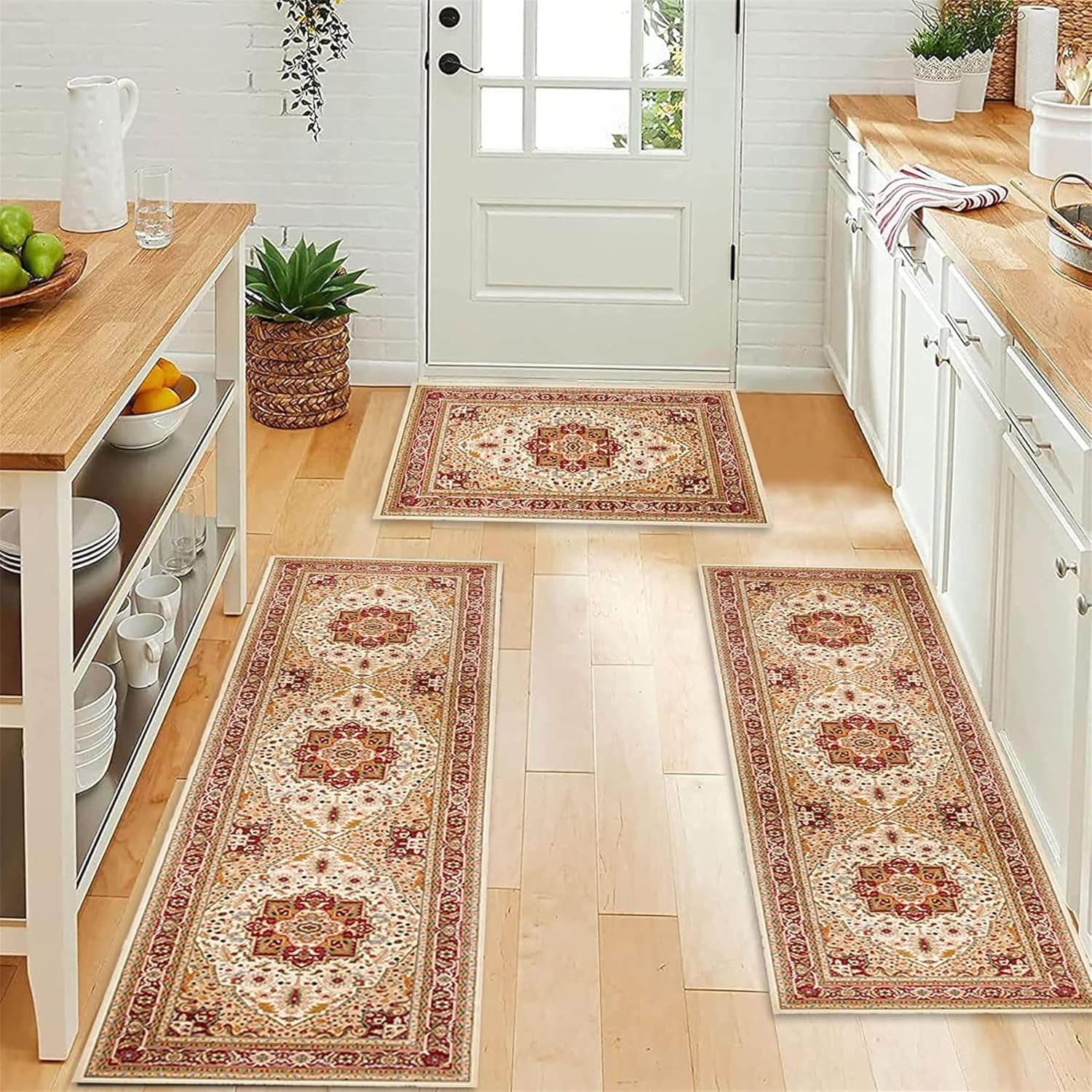 Boho Rug Sets 3 Pieces Runner Rugs Vintage Kitchen Runner Bohemian Area ...