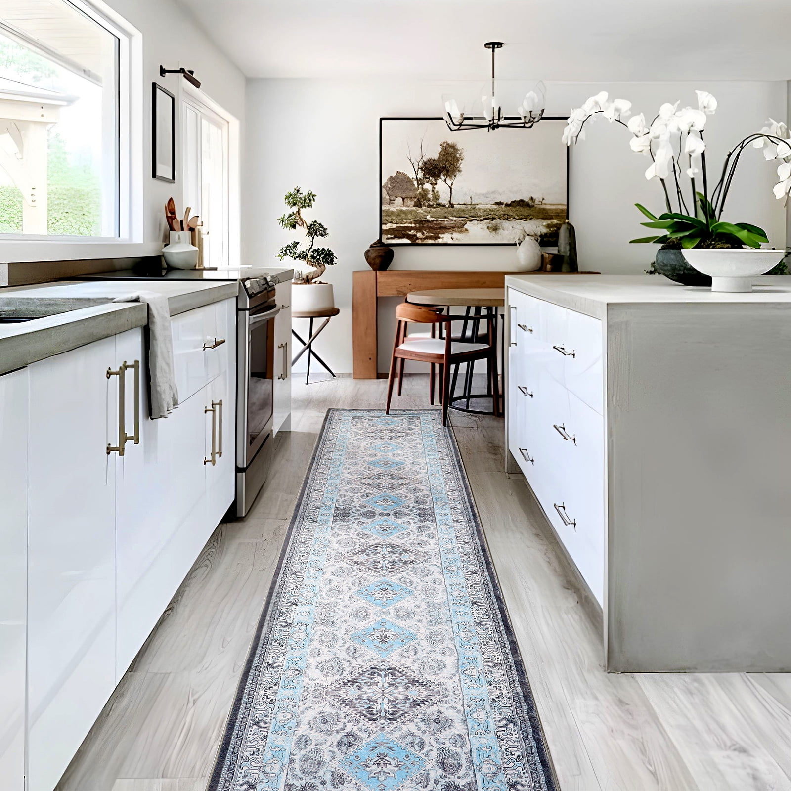 Boho Runner Rug 10ft - Non-Slip, Washable Kitchen Rugs - Ideal for ...