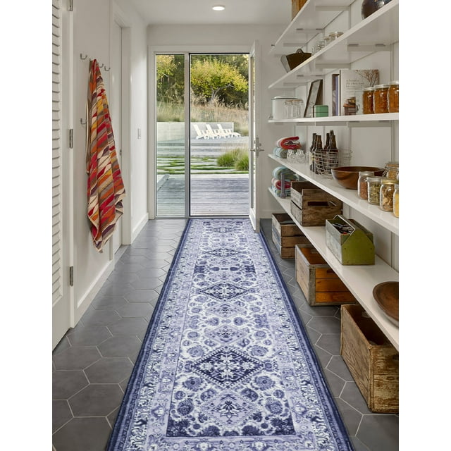 Boho 10ft Runner Rug - Non-Slip, Washable, Ideal for Kitchen, Hallway ...