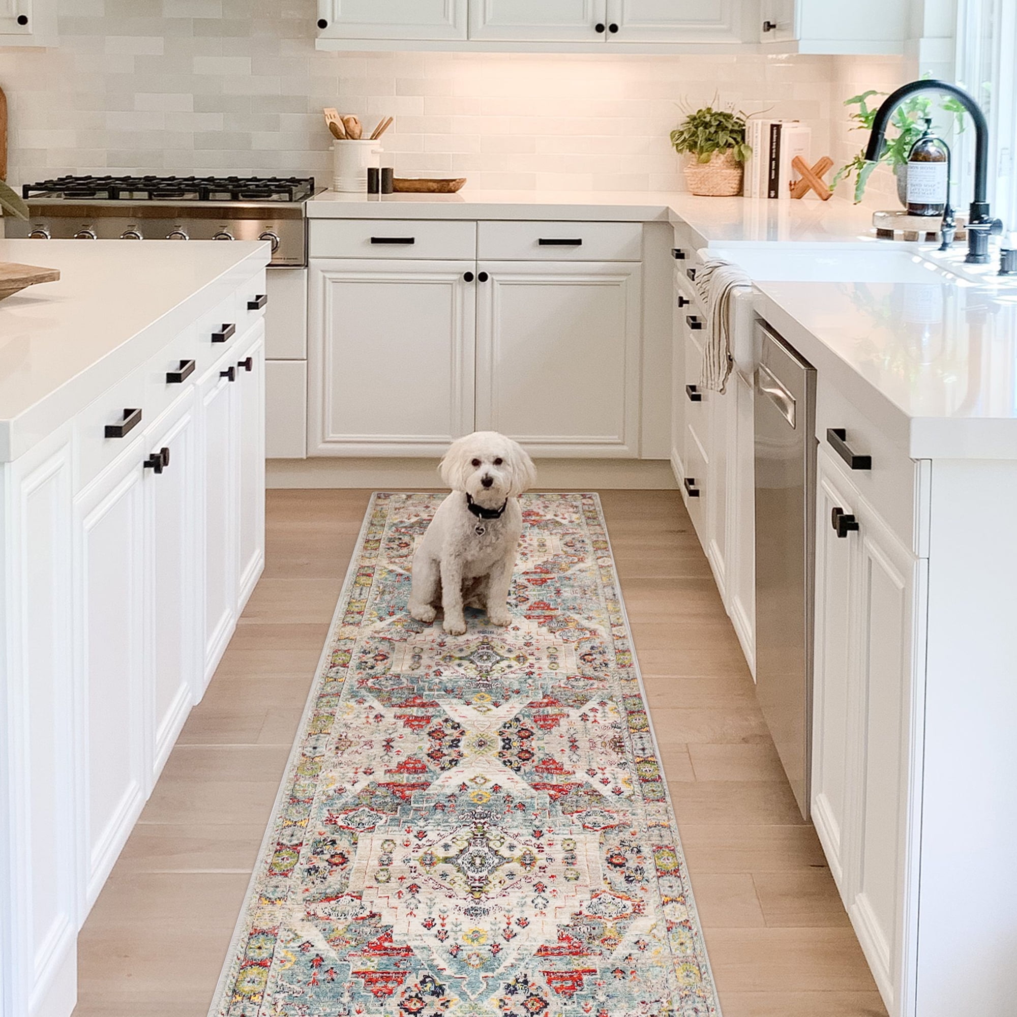 Boho Runner Rug 8ft - Non-Slip, Washable Kitchen Rugs - Ideal for ...