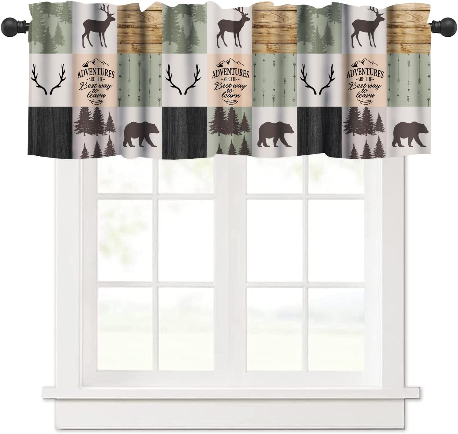 Boho Rustic Kitchen Valances, Bohemian Rooster Chicken Floral Window ...