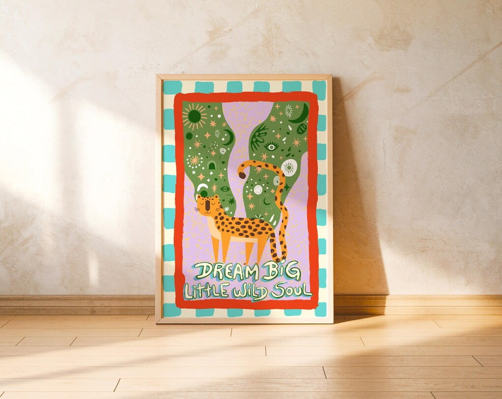 Boho Safari Wall Art For Kids Room Leopard Animal Print Jungle Nursery ...