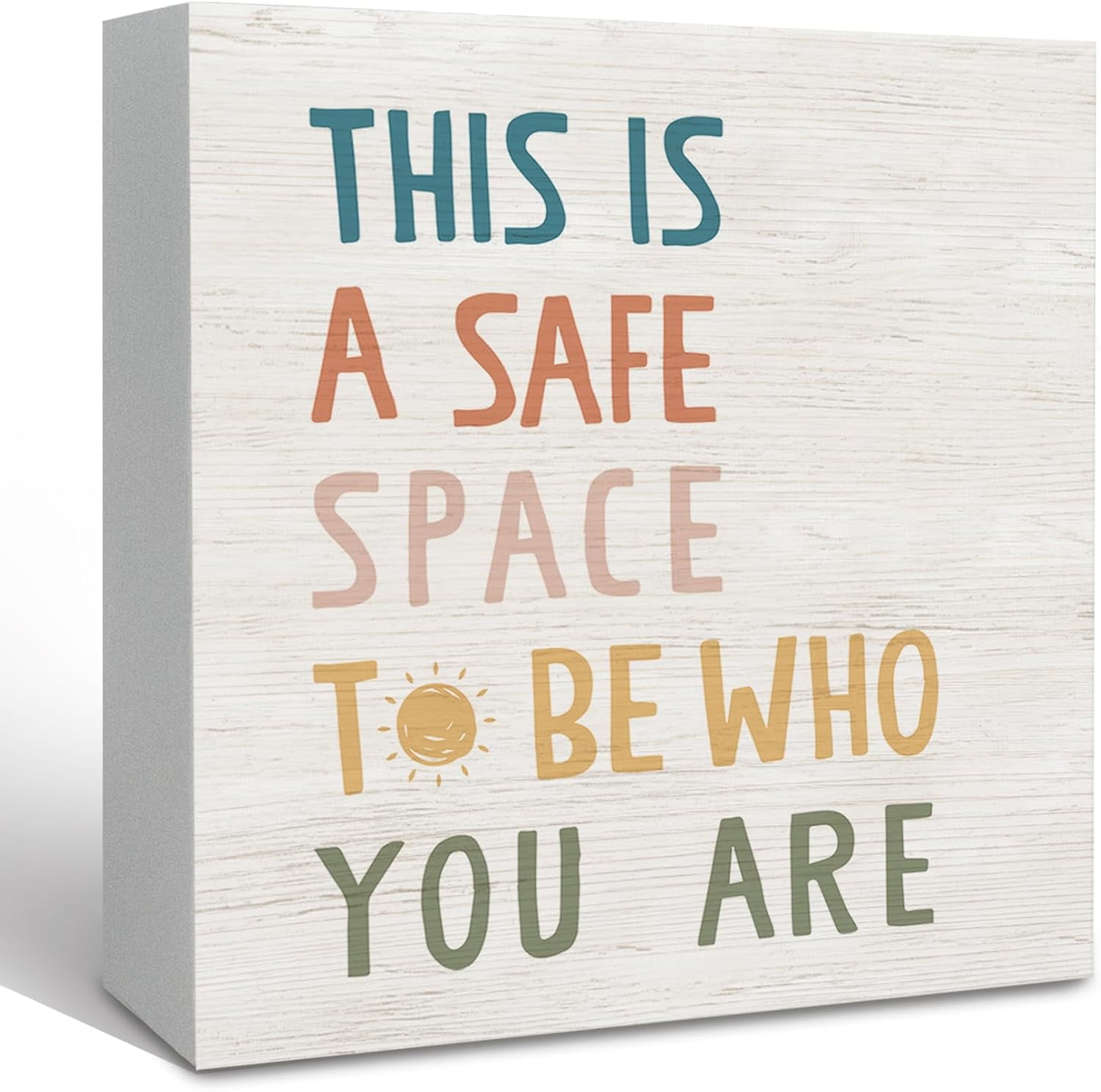 Boho This Is a Safe Space Wooden Box Sign Desk Decor, Therapy Office ...