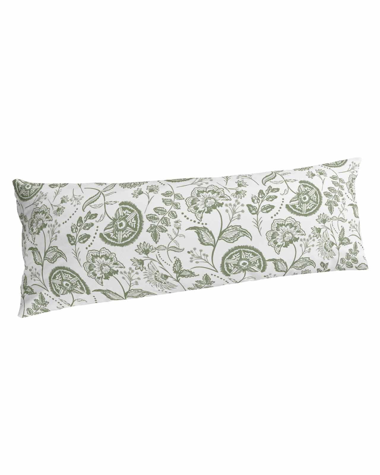Boho Sage Green Floral Body Pillow Covers, Vintage Farmhouse Paisley ...