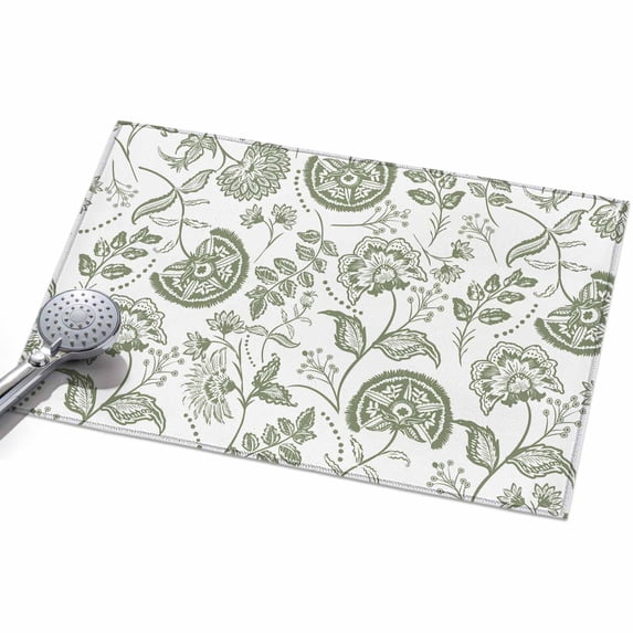 Boho Sage Green Floral Entryway Rug 2x3ft Washable Non Slip Bathroom ...