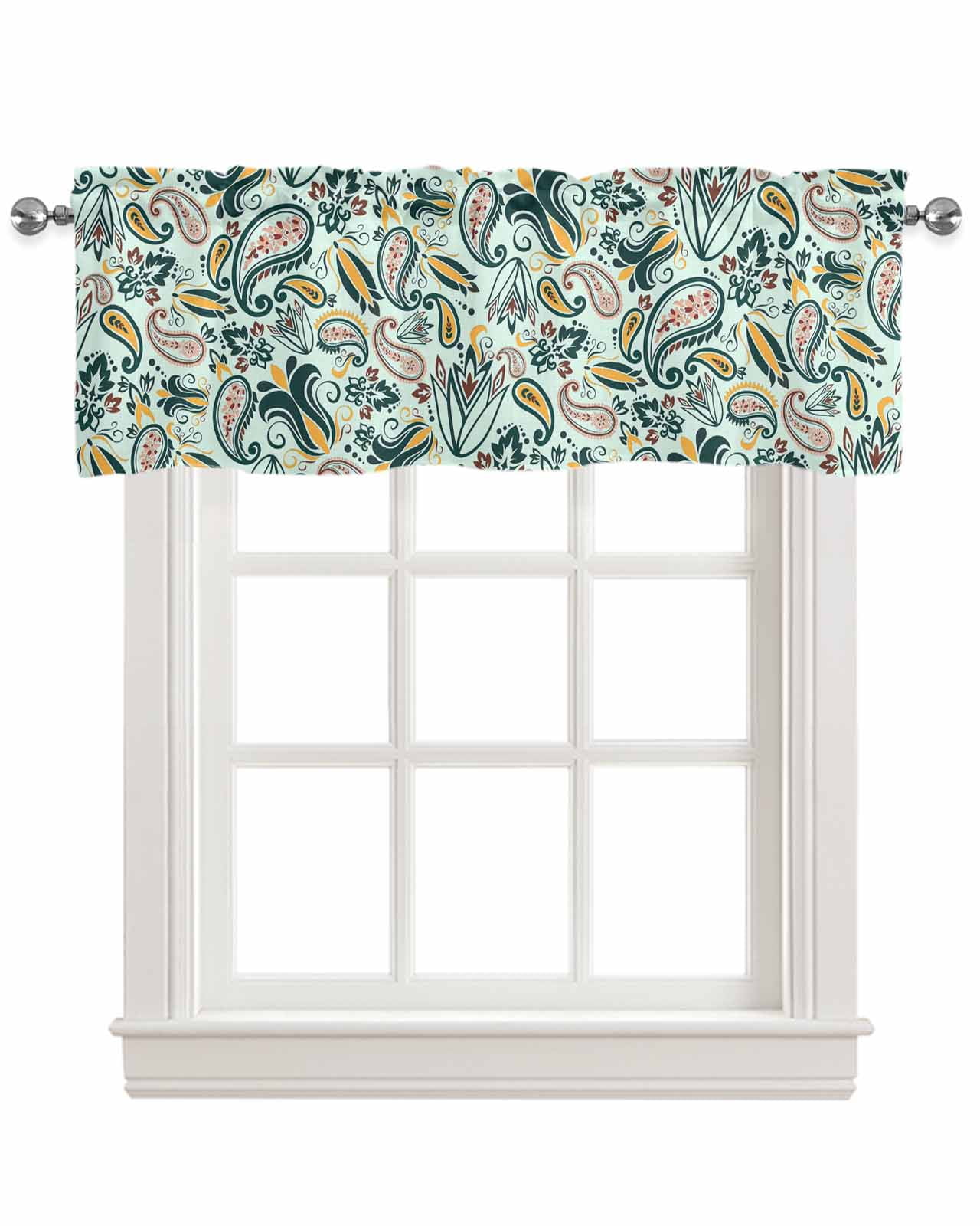Boho Sage Green Floral Kitchen Valances for Windows Farmhouse Linen ...
