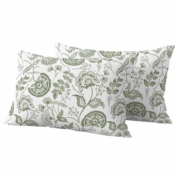 Boho Sage Green Floral Outdoor Pillow Covers 20"x12" Set of 2 ...