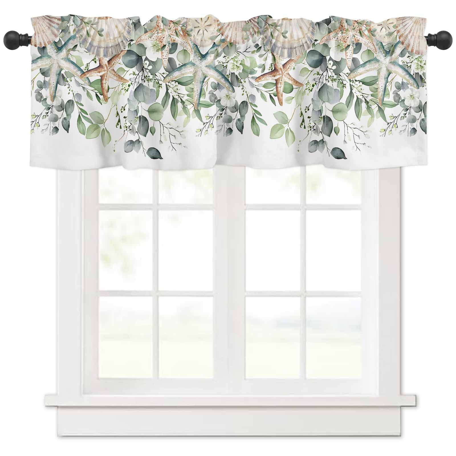 Boho Sage Green Floral Valances for Windows Farmhouse Kitchen Curtains ...