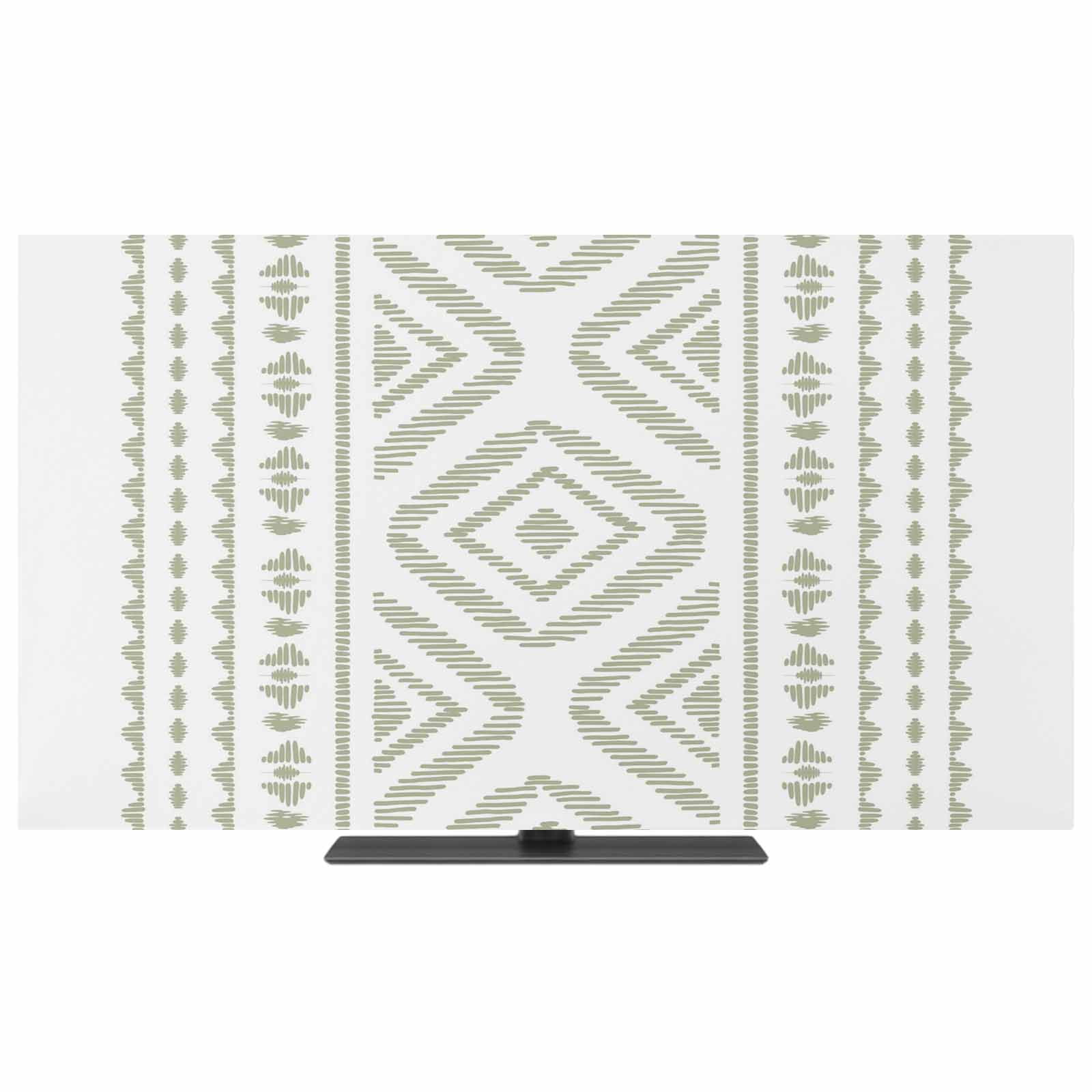 Boho Sage Green Geometric TV Dust Cover,Stretchable TV Screen Desktop ...