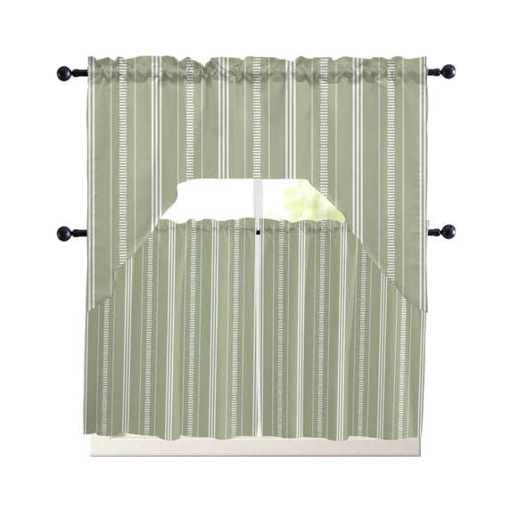 Boho Sage Green Kitchen Curtains Sets for Windows 3 Piece, Minimalist ...