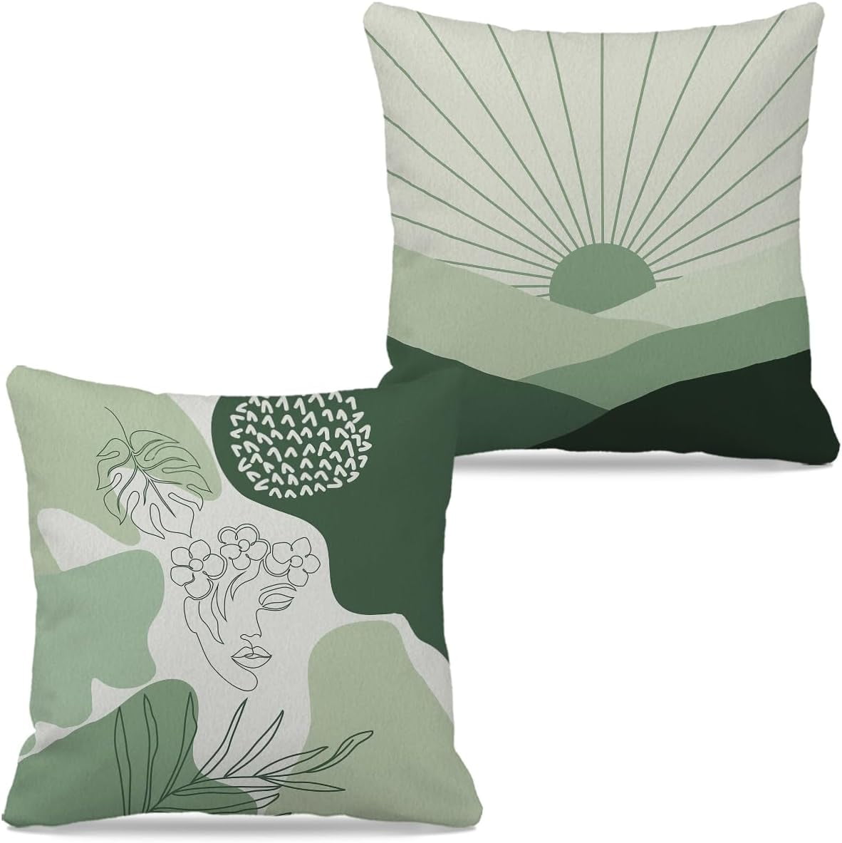 Boho Sage Green Pillow Covers 18x18 Set of 2, Boho Pillow Cases, Boho ...