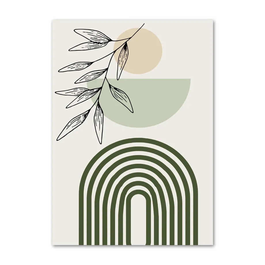 Boho Sage Green Plants Posters Abstract Artwork Geometric Wall Art ...
