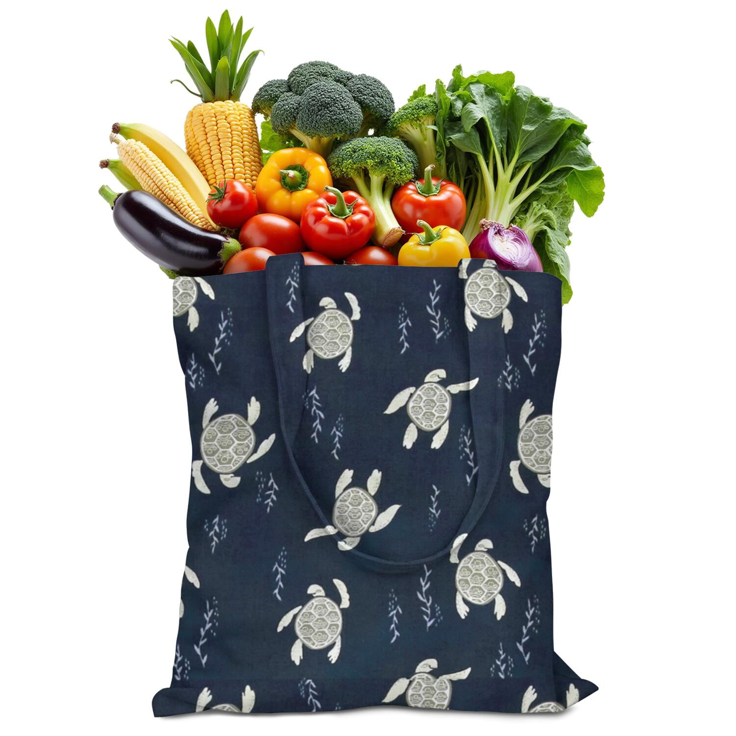 Boho Sea Turtle Canvas Tote Bag – Watercolor Hawaiian Ocean Turtle with ...