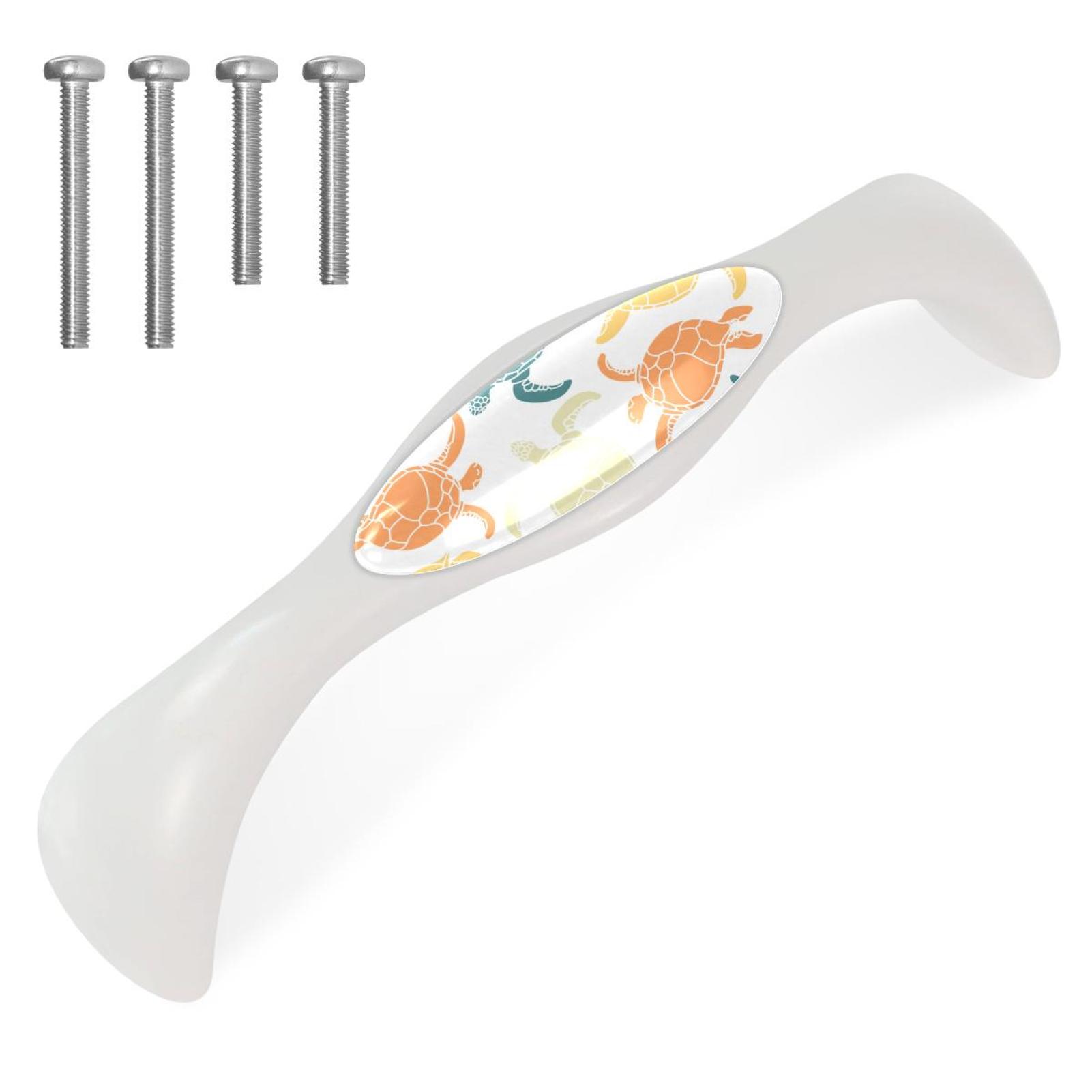 Boho Sea Turtle Knob 4 Pack Arched Drawer Pulls Crystal Glass White ...