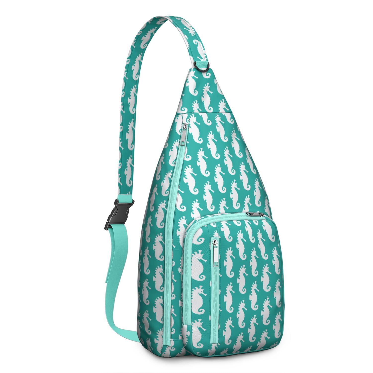 Boho Seahorse Hiking Backpack – Tropical Coastal Sling Daypack with ...