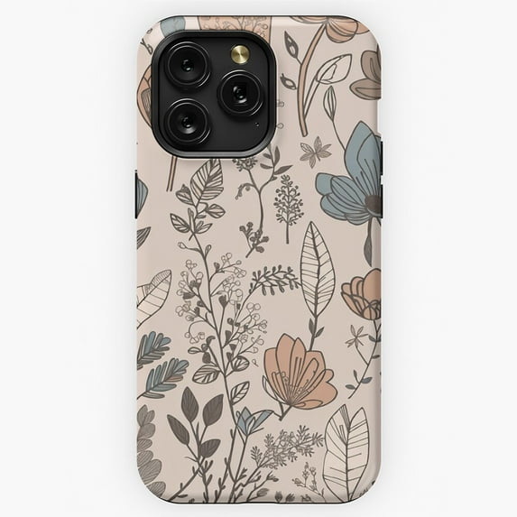 Boho Seamless Minimalist Doodle Flowers Art iPhone Case 17 through 11 ...