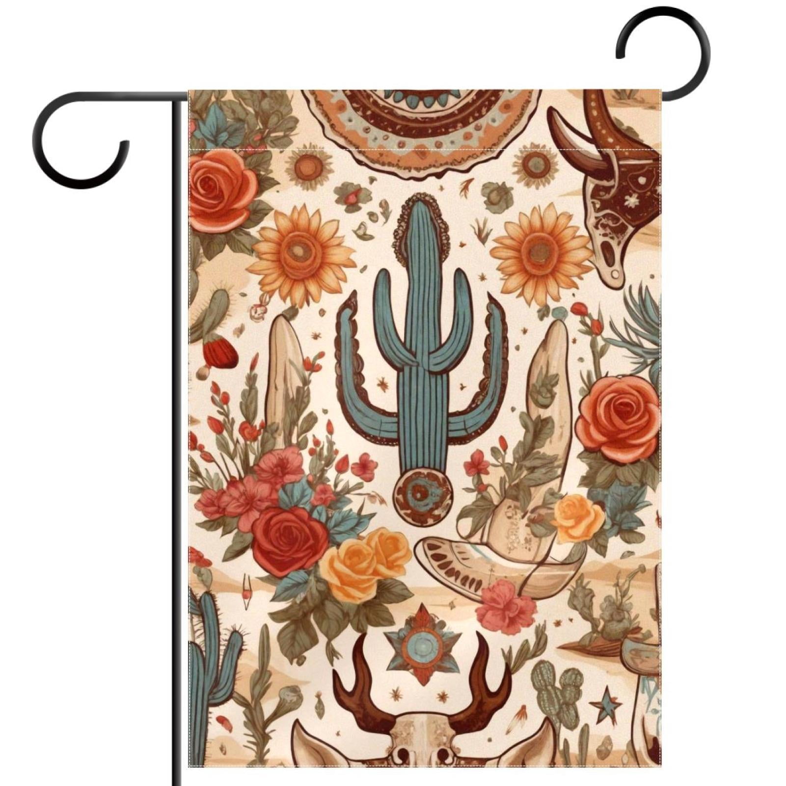 Boho Seamless Pattern with Western Desert Welcome Garden Flags, 12 x 18 ...