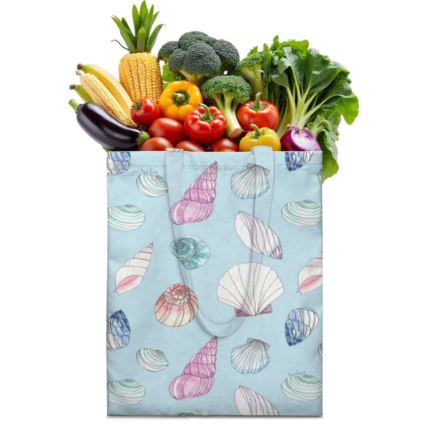 Boho Seashell Foldable Tote Bag - Eco-Friendly Grocery Bag with ...