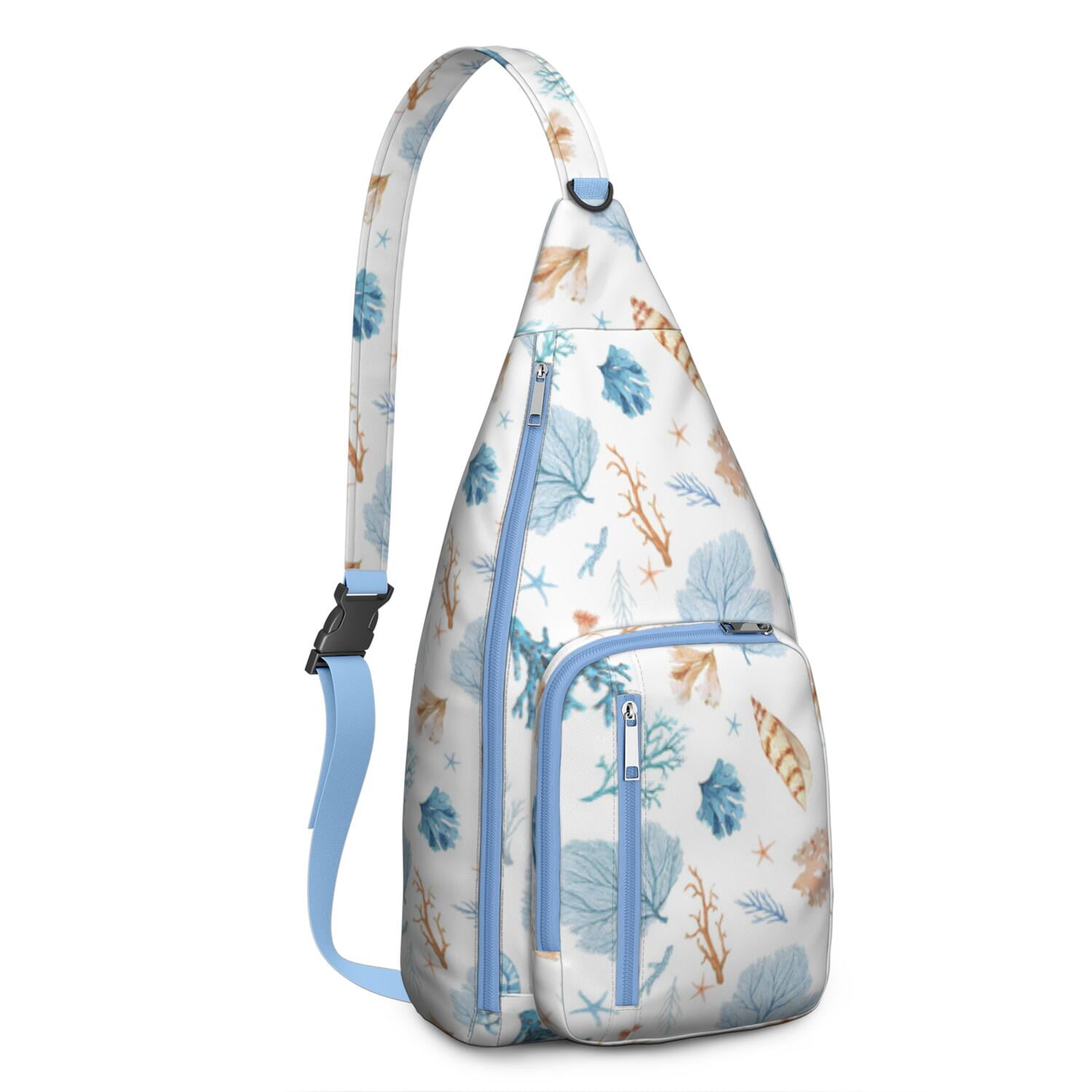 Boho Seashell Sling Backpack – Tropical Nautical Hiking Daypack with ...