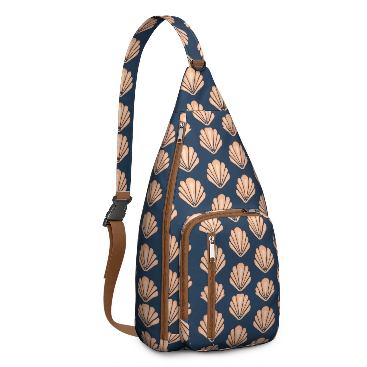 Boho Seashell Sling Backpack – Tropical Nautical Hiking Daypack with ...