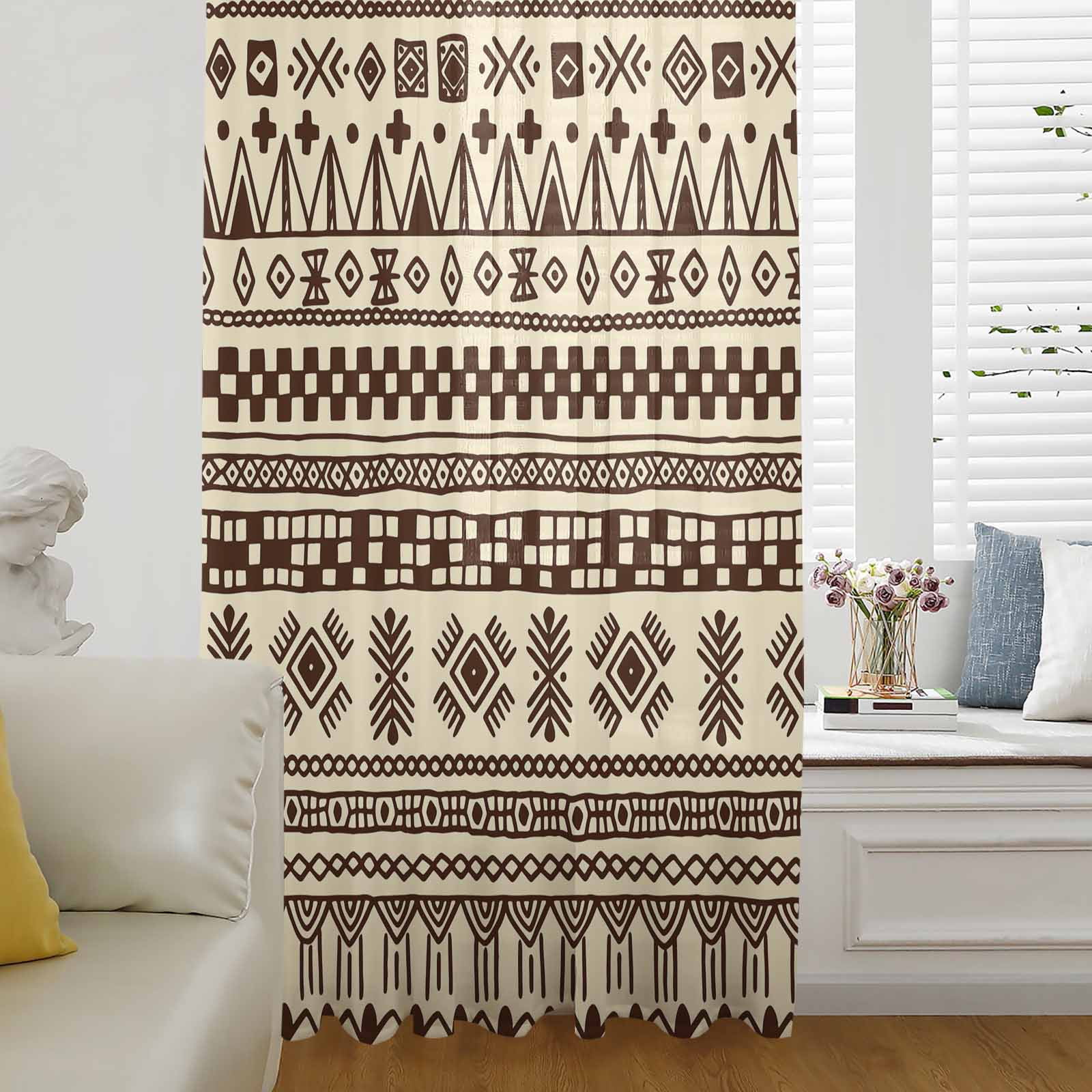 Boho Semi Sheer Curtains Drapes for Living Room,Bedroom,French Doors ...