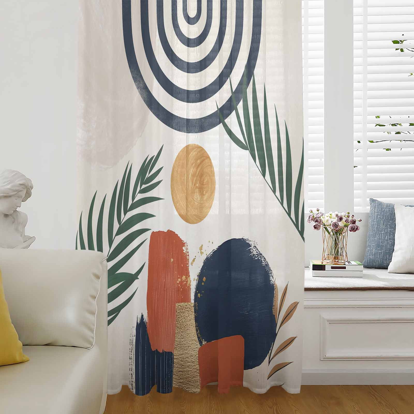 Boho Semi Sheer Curtains Drapes for Living Room,Bedroom,French Doors ...