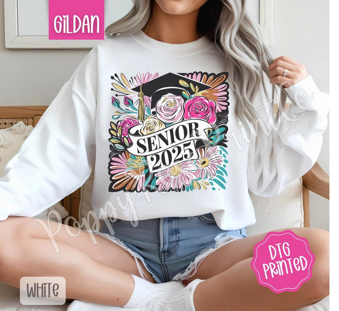 Boho Senior Sweatshirt, Cute Floral Sweater, Graduation Crewneck, 2025 ...