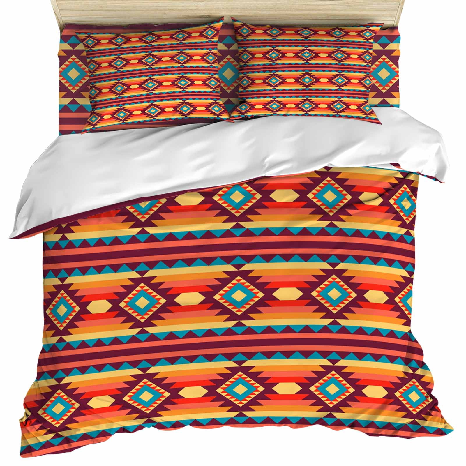 Boho Set of 4 Bedding Quilt Covers, Abstract Modern Geometric Ethnic ...