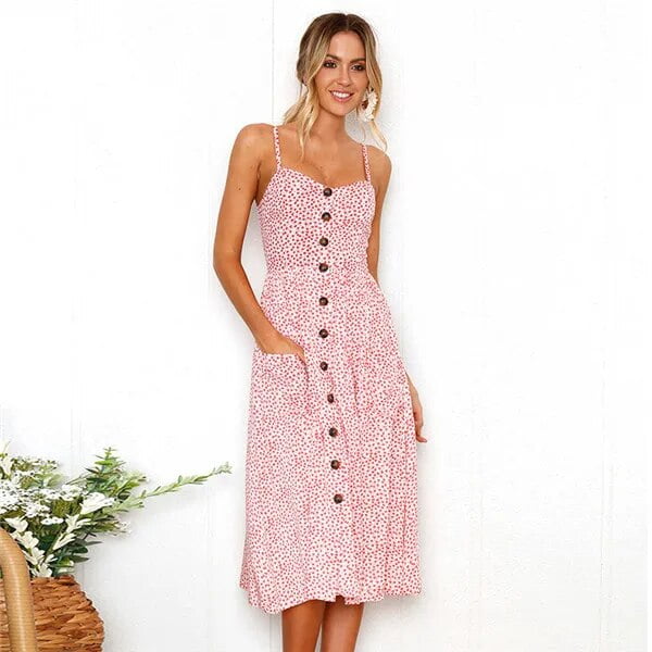 Boho Sexy Floral Dress Summer Vintage Casual Sundress Female Beach ...