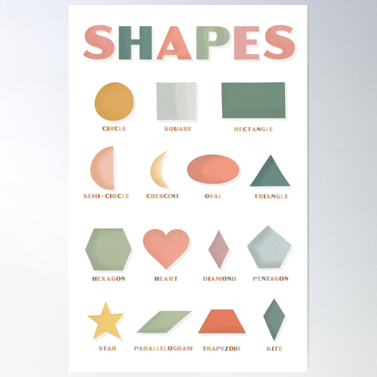 Boho Shapes Educational Classroom Poster | Homeschool Decor | Nursery ...