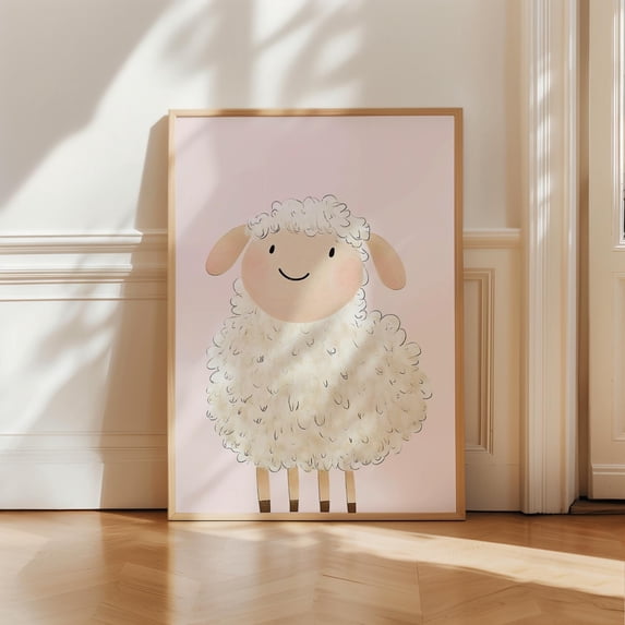 Boho Sheep Nursery Print, Whimsical Animal Room Decor, Poster Only ...
