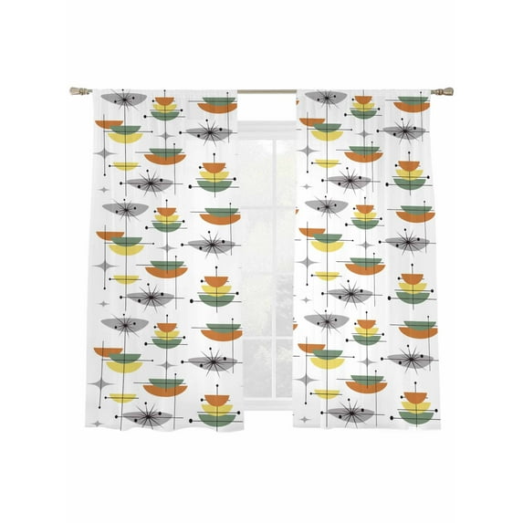 Boho Sheer Curtains 2 Panels Set Abstract Art Sheer Window Curtains ...