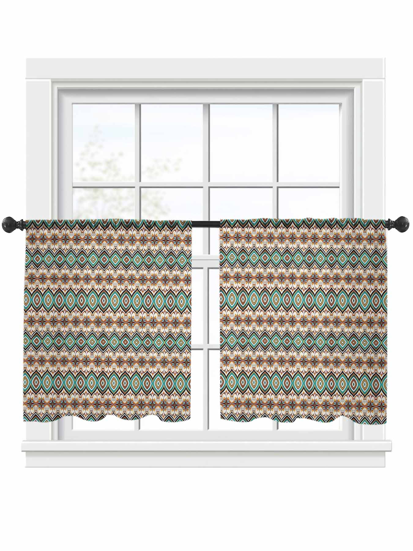 Boho Sheer Curtains 2 Panels Set Abstract Gradient Overlay Lines ...
