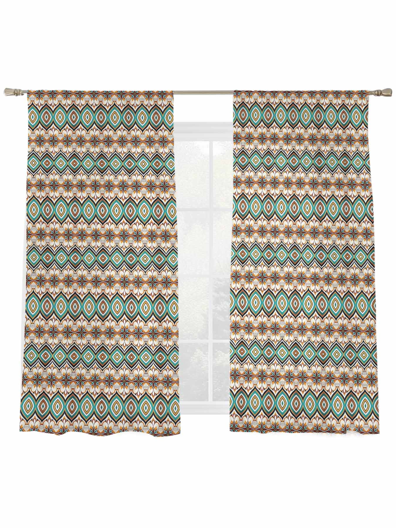 Boho Sheer Curtains 2 Panels Set Abstract Gradient Overlay Lines ...
