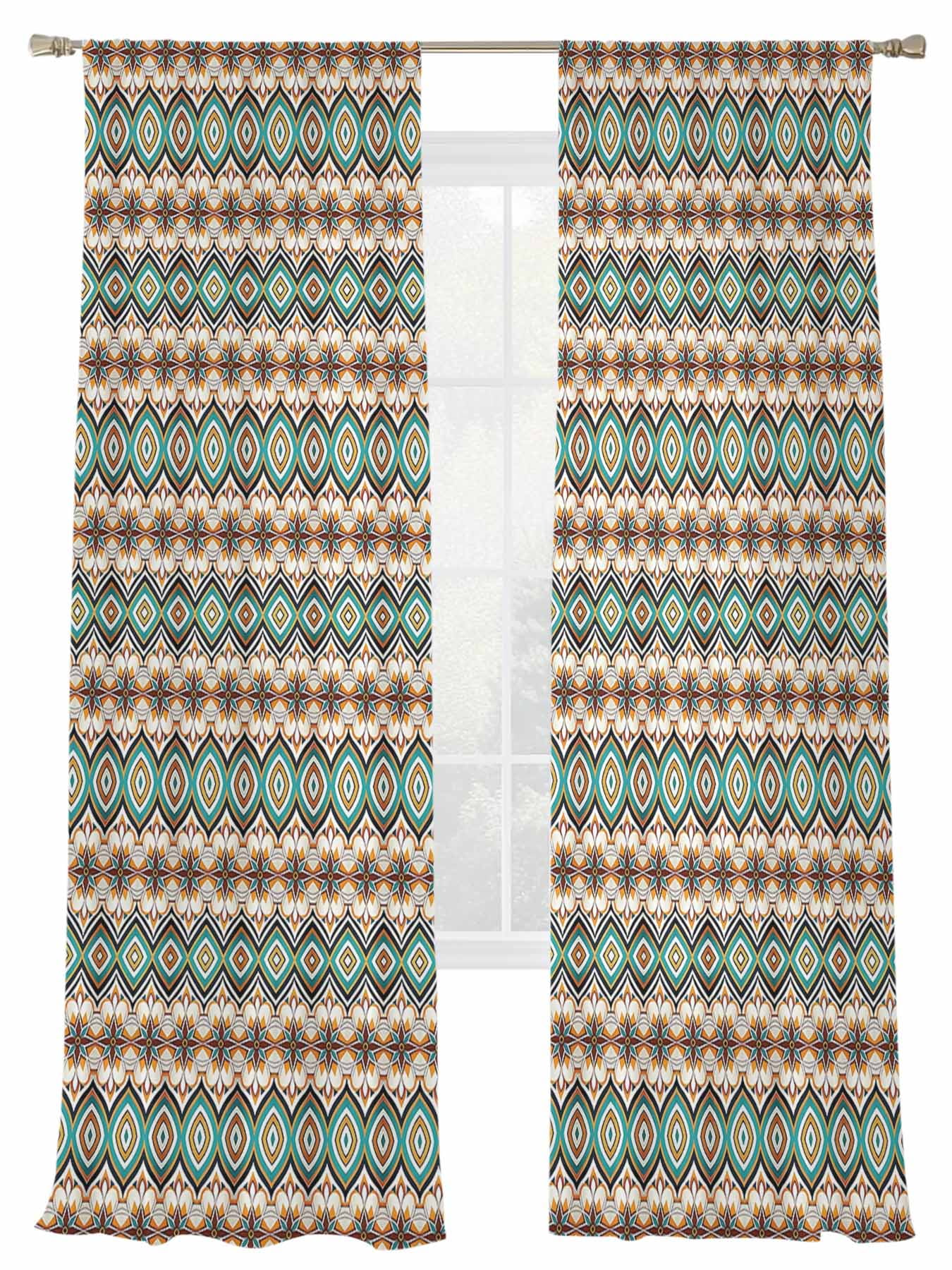 Boho Sheer Curtains 2 Panels Set Abstract Gradient Overlay Lines ...