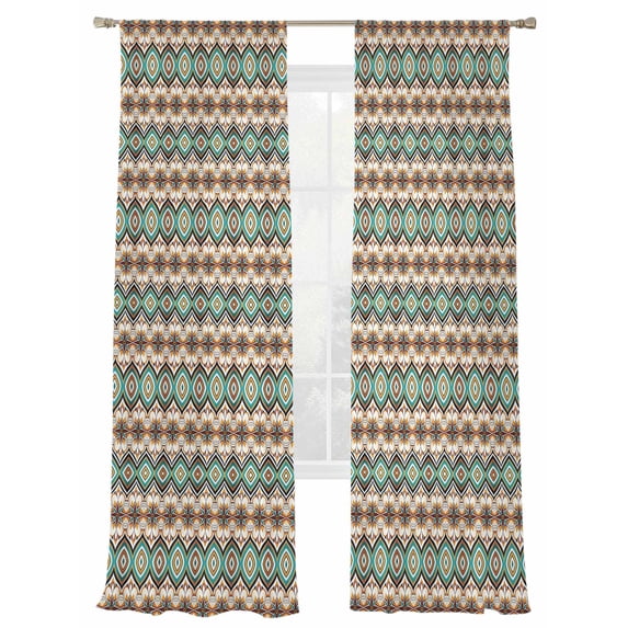 Boho Sheer Curtains 2 Panels Set Abstract Gradient Overlay Lines ...